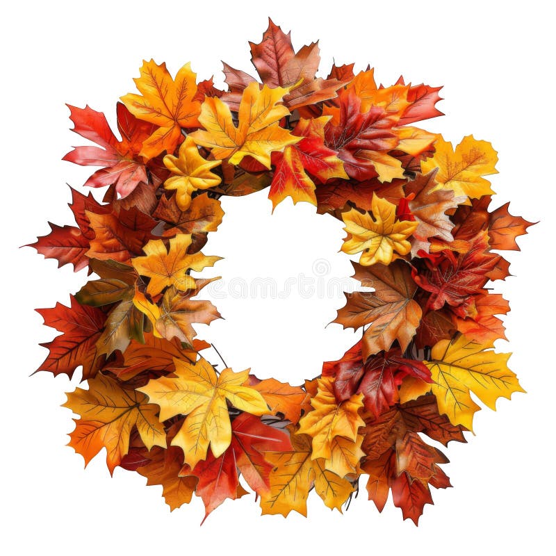 A Circular Wreath of Multicolored Autumn Leaves Stock Photo ...