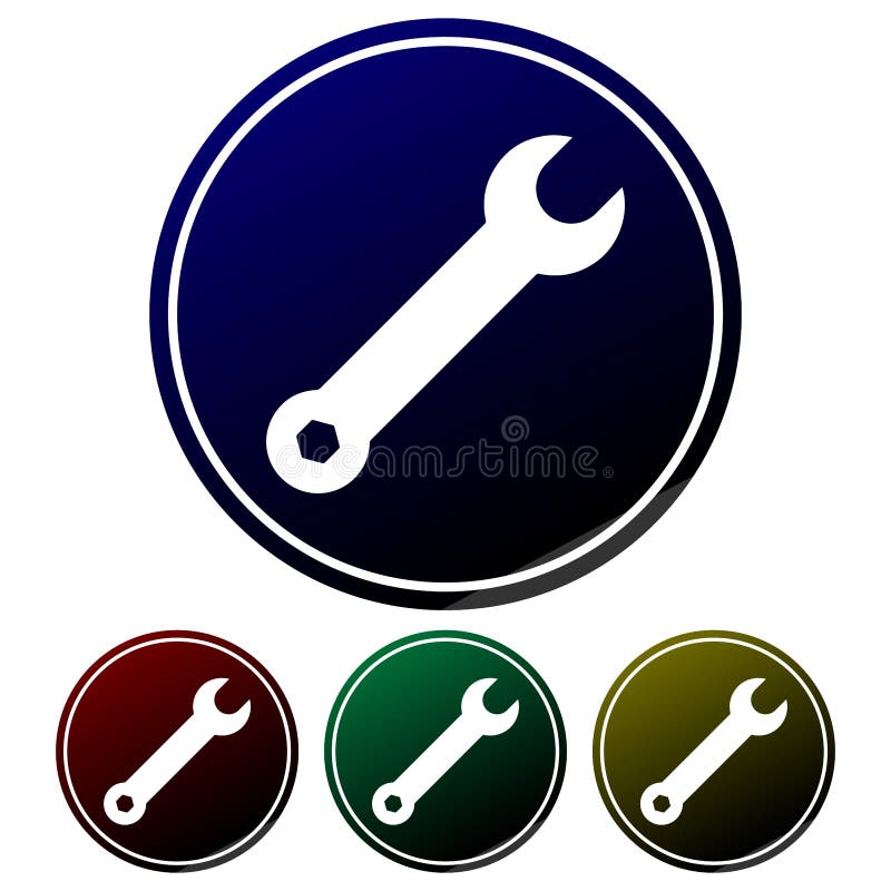 Circular Wrench Icon. White Silhouette on a Dark Gradient Stock Vector - Illustration of steel ...