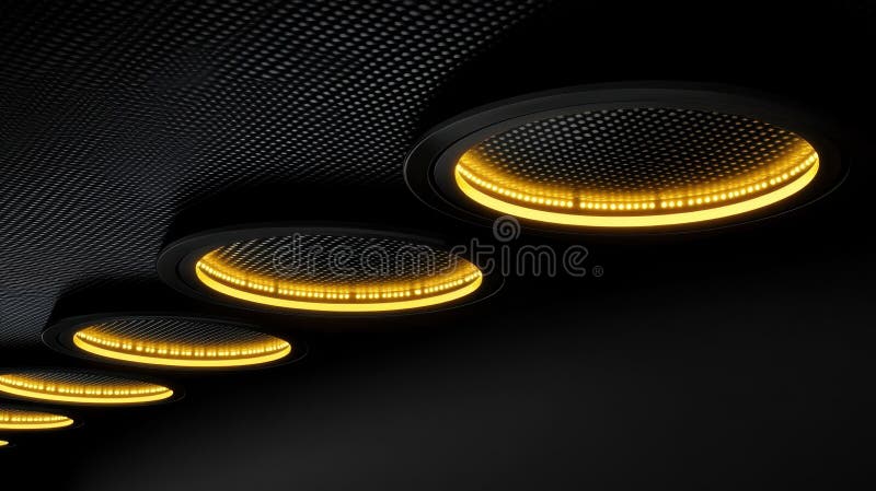 Circular Yellow Lights on a Black Ceiling Stock Illustration ...