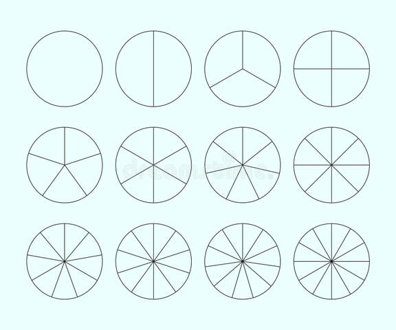 Circumference of a Circle. Divided Circles Representing Fractions and ...