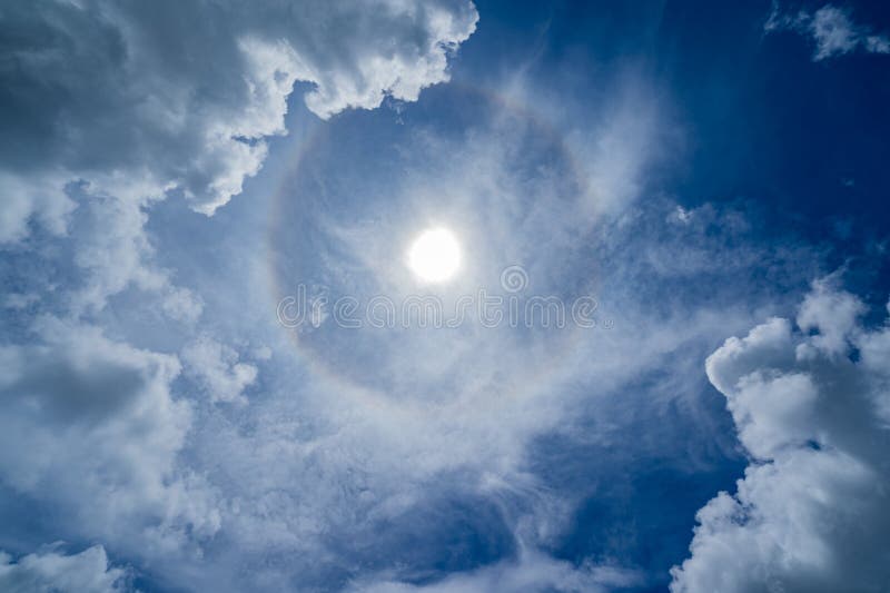 Circumscribed Halo Sun Halo on a Day with Many Clouds in the Sky Stock ...