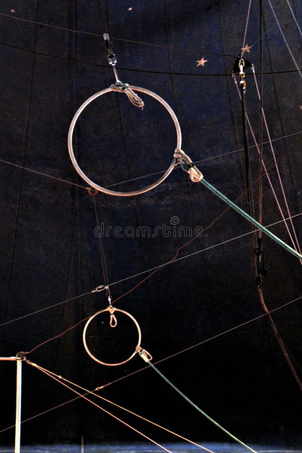 Circus Acrobatic Aerial Rings And Wires Stock Photo - Image of silver ...