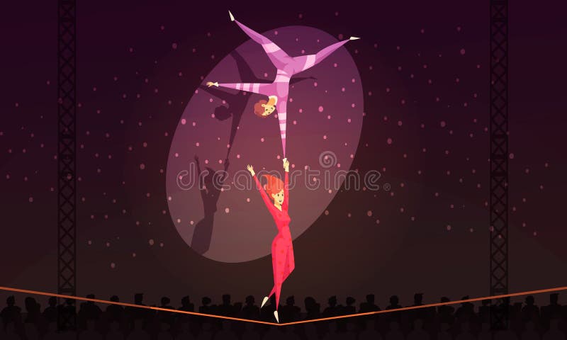 Circus Acrobats Cartoon Background Stock Vector - Illustration of ...
