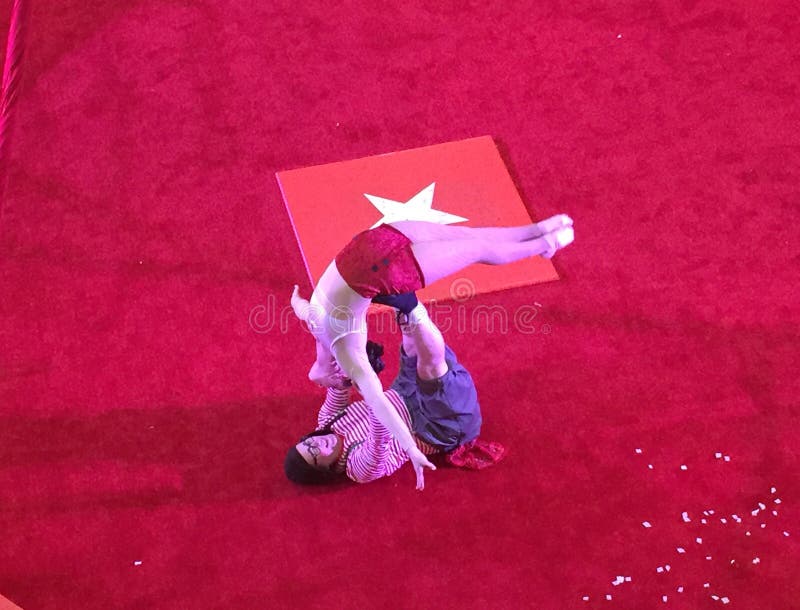 Circus Act in a Red Ring Galleria Texas Editorial Stock Image - Image ...