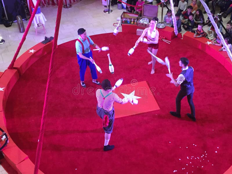 Circus Act in a Red Ring Galleria Texas Editorial Stock Image - Image ...