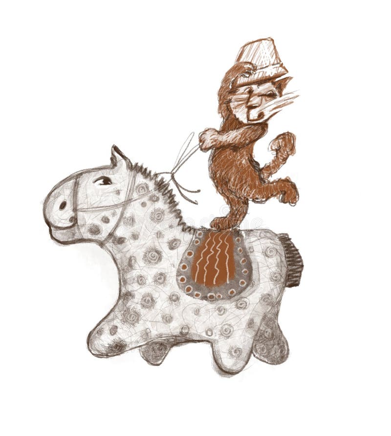 Circus actors pony and cat stock illustration. Illustration of actors ...