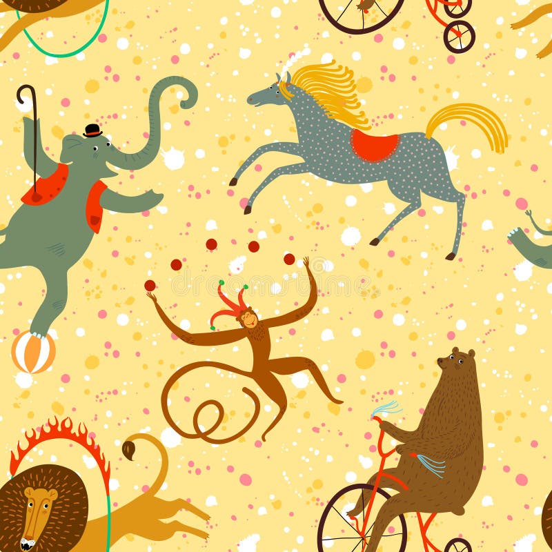 Circus Animals Cartoon Background Stock Illustration - Illustration of ...