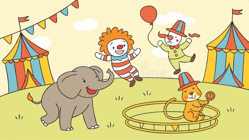 Circus Animals and Performance Icons Vector Design Generative AI Stock ...