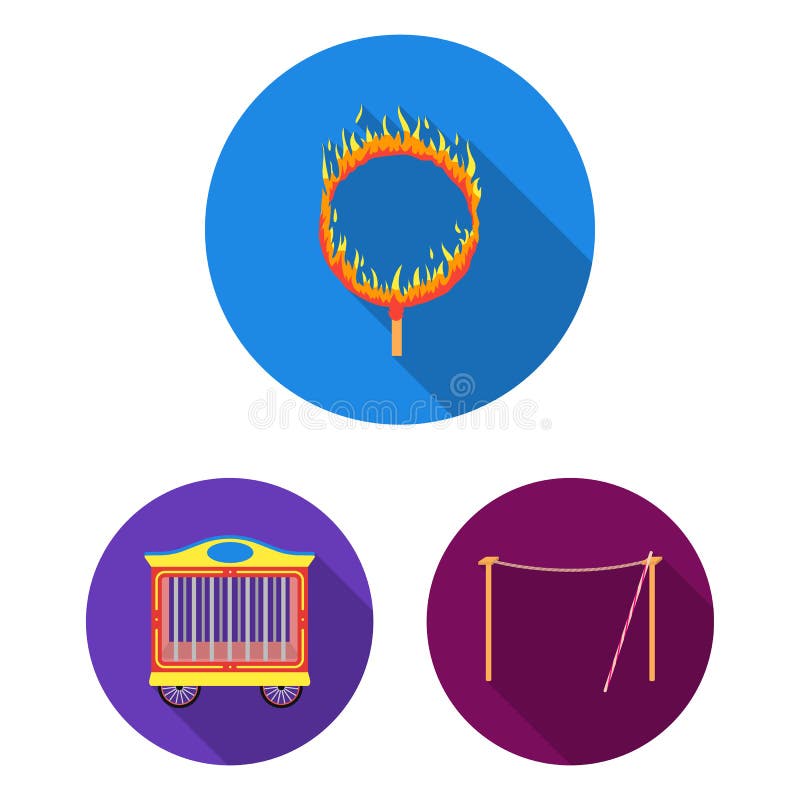 Circus and Attributes Flat Icons in Set Collection for Design. Circus ...