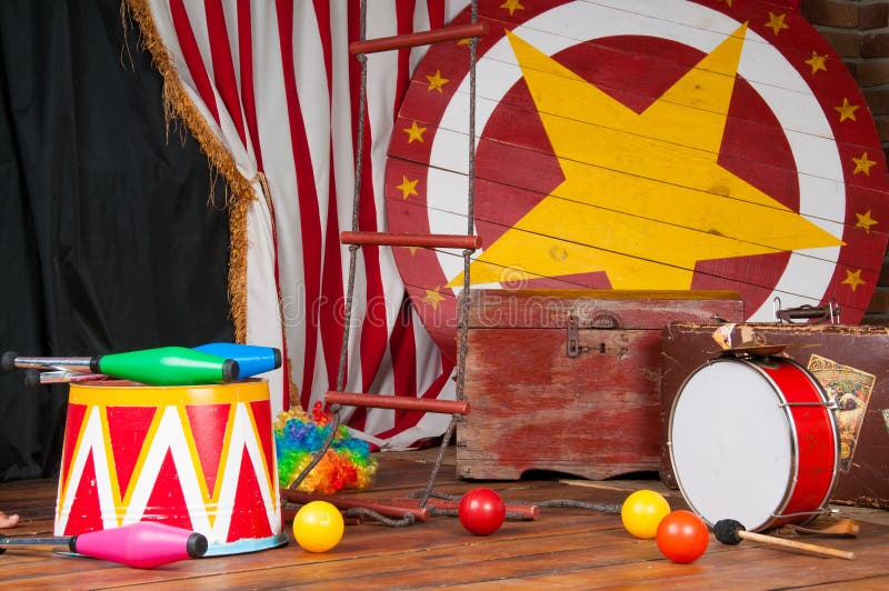 Circus Backstage in Retro Style, Drum Suitcase. Interior. Stock Image ...