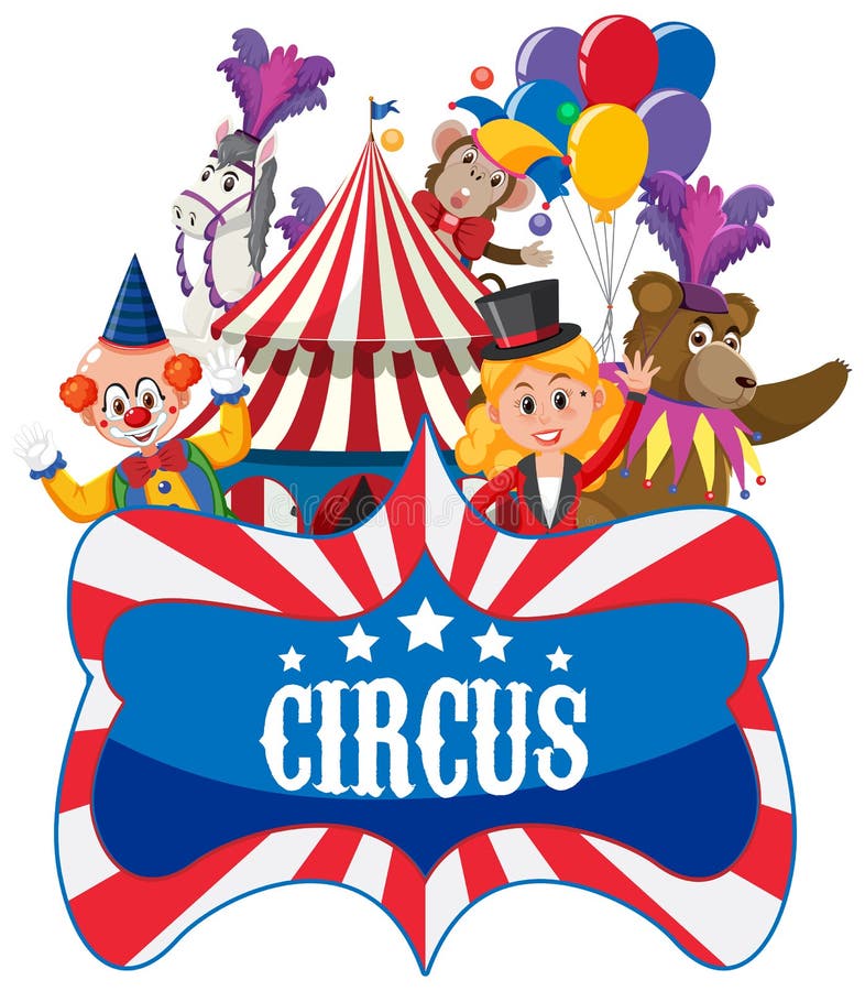 Circus Banner with Circus Characters Stock Vector - Illustration of ...