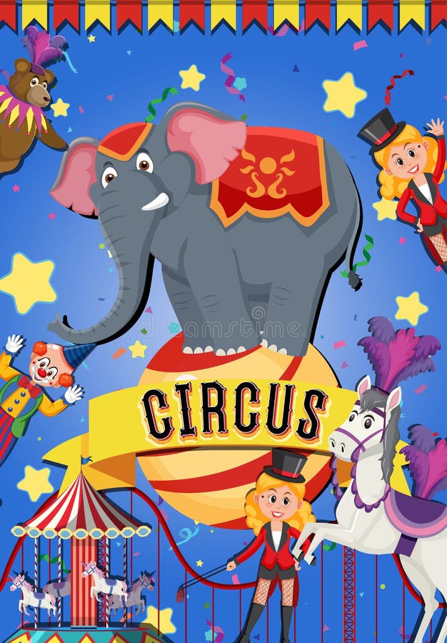 Circus Banner Design on with Circus Animal Character Stock Vector ...