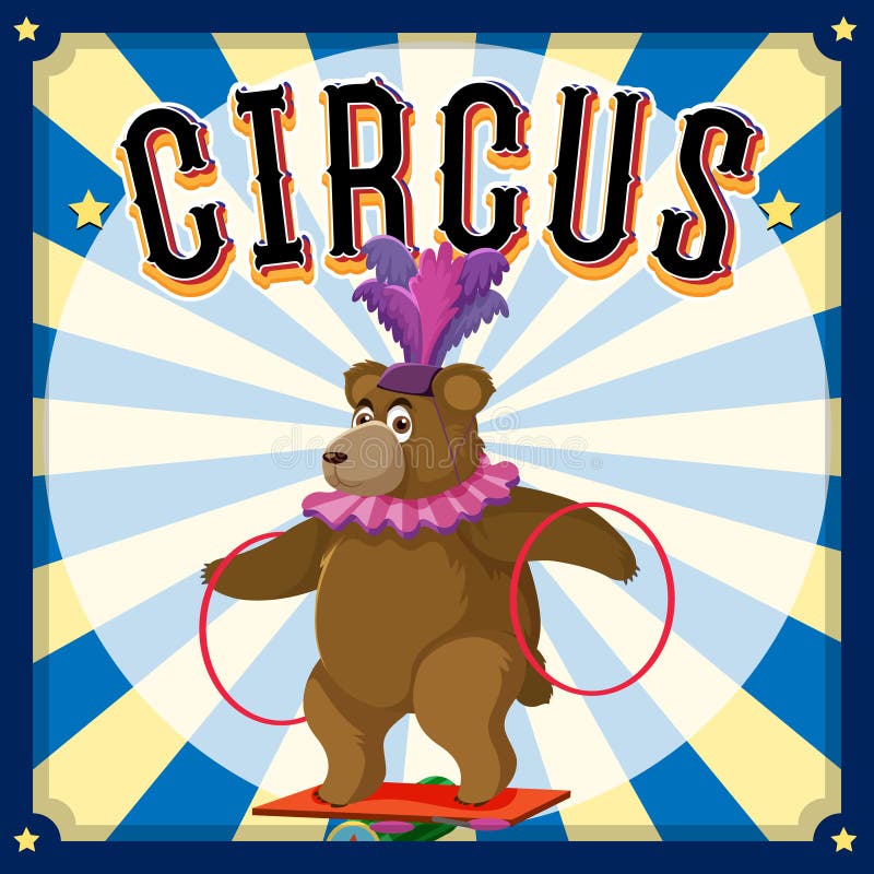 Circus Banner Design with Bear Performance Playing Rings Stock Vector ...