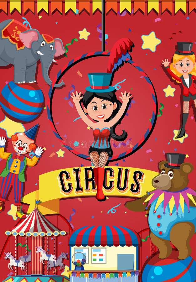 Circus Banner Design with Magician and Circus Character Stock Vector ...