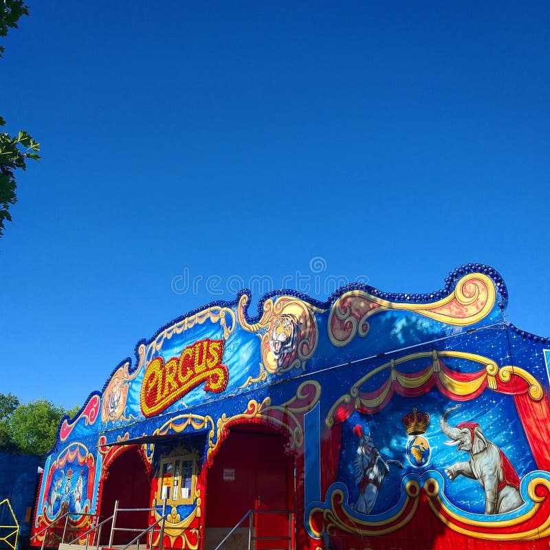 Circus blue red editorial stock photo. Image of carnival - 262071088