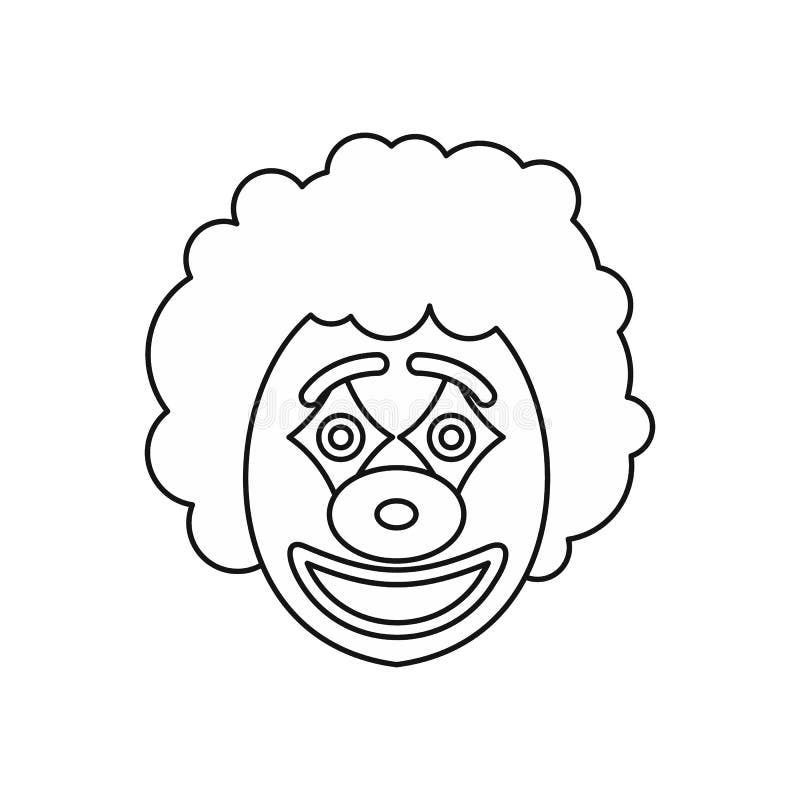 Happy Clown Face Icon, Outline Style Stock Vector - Illustration of ...