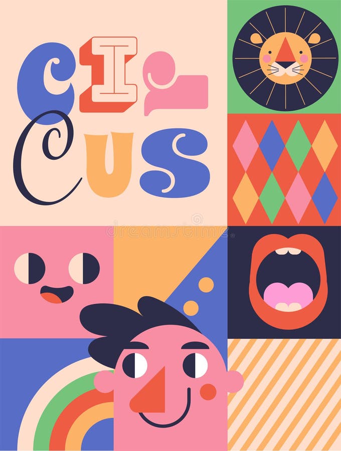 Circus Concept Illustration in Retro Colors. Modern Poster and Banner ...