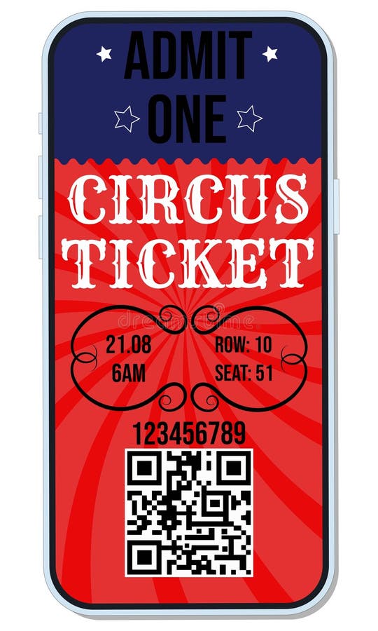 Circus E-ticket Admit One in Mobile Phone Stock Vector - Illustration ...