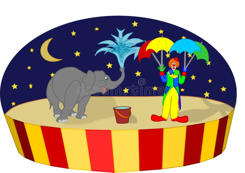 Circus elephant clown stock illustration. Illustration of happy - 65021608