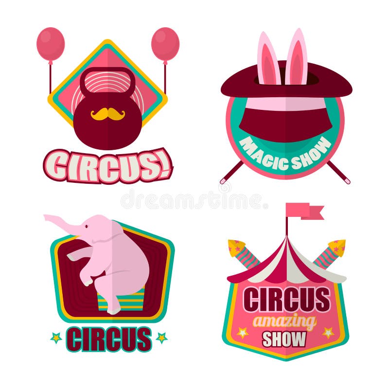 Circus emblems set stock vector. Illustration of design - 95276687