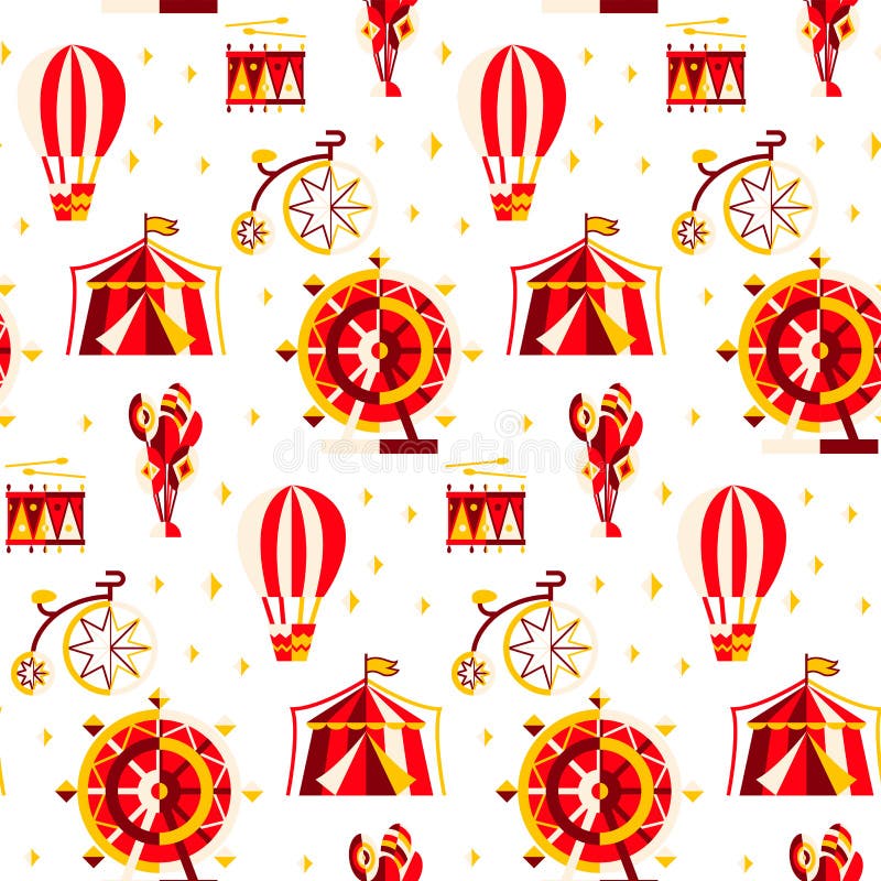 Circus Festive Seamless Pattern Stock Vector - Illustration of cabaret ...