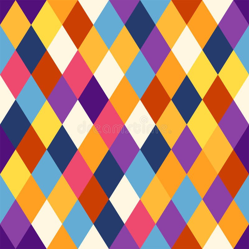 Circus Harlequin Patterns, Rhombus Lozenge Pattern with Diamond-shaped Motifs in Contrasting ...
