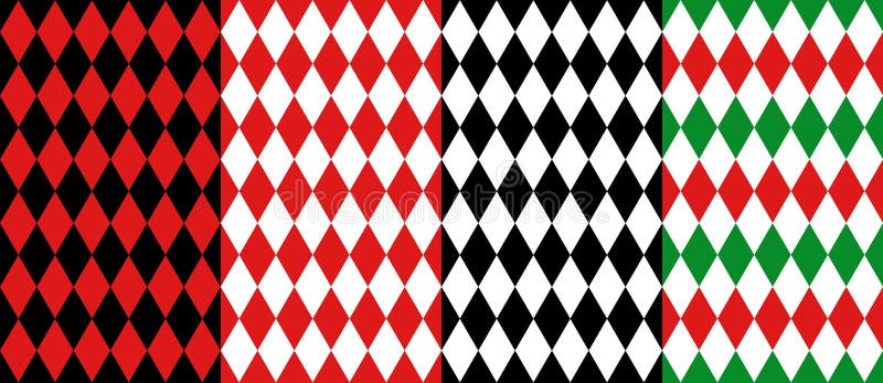Circus Harlequin Seamless Patterns with Rhombus Stock Vector ...