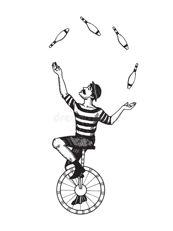 Juggler Illustration Free Vectors | [Black And White] Juggling Person