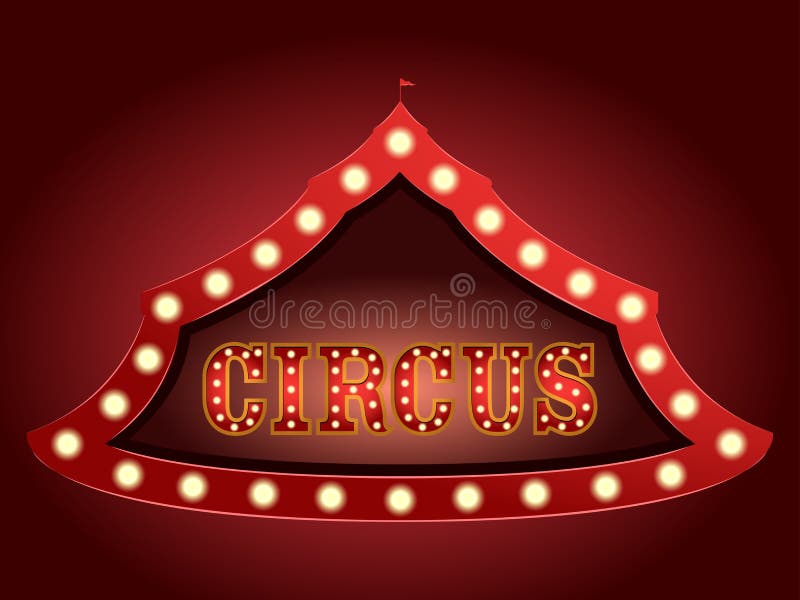 Circus Light Sign. Circus Banner with Bright Bulbs Highlights, Gold ...