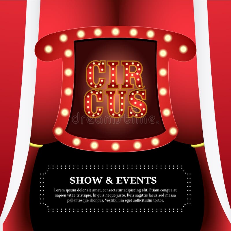 Circus Light Sign. Circus Banner with Bright Bulbs Highlights, Gold ...