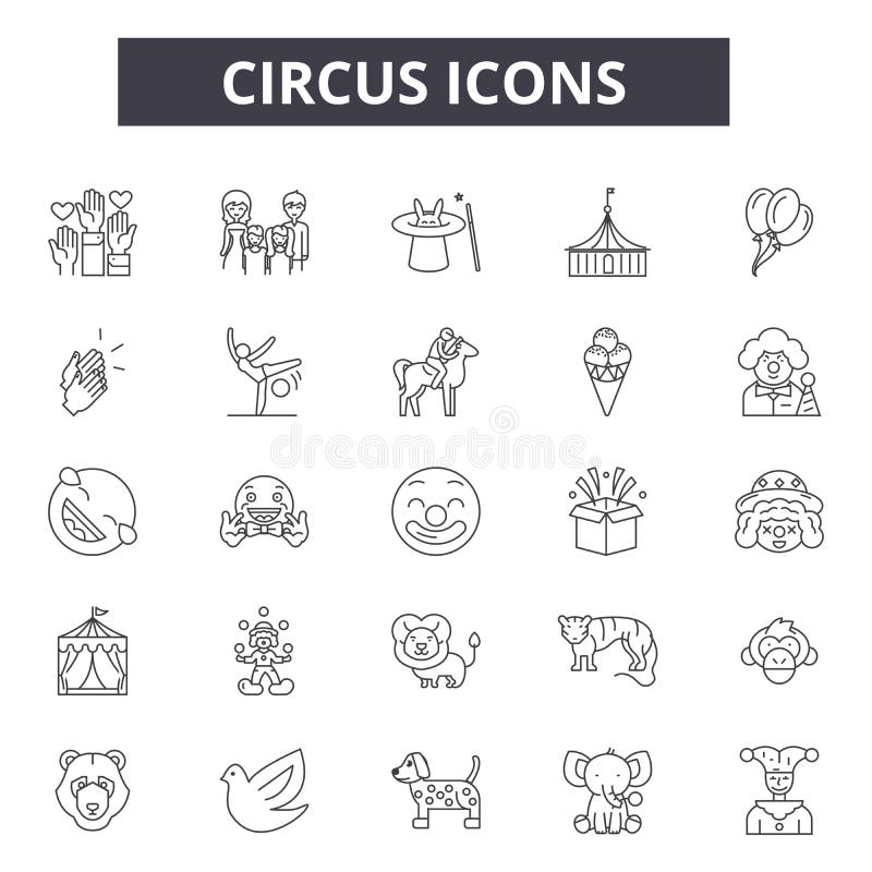 Circus Line Icons for Web and Mobile Design. Editable Stroke Signs ...