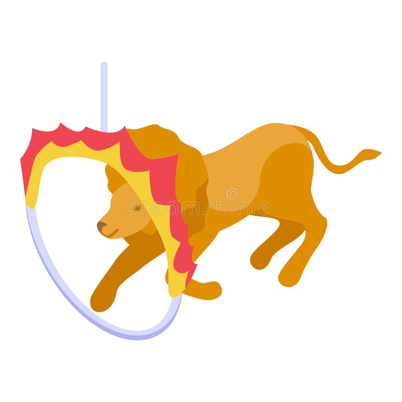 Circus Lion Jumping through a Ring of Fire Stock Vector - Illustration ...