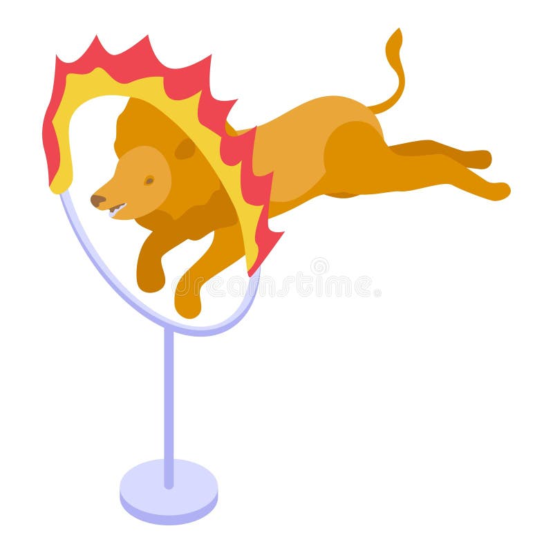 Circus Lion Jumping through a Ring of Fire Stock Vector - Illustration ...