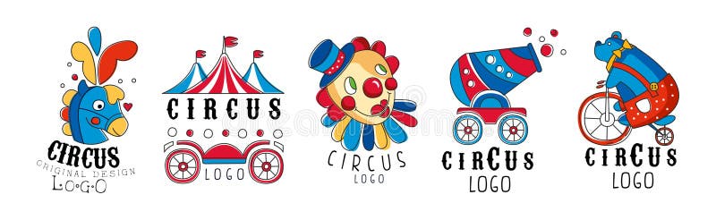 Circus Logo Original Design with Bright Show Element Vector Set Stock ...