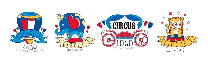 Circus Logo Original Design with Bright Show Element Vector Set Stock ...
