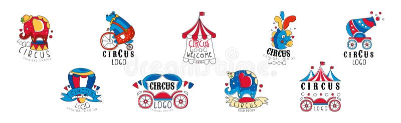 Circus Logo Original Design with Bright Show Element Vector Set Stock ...
