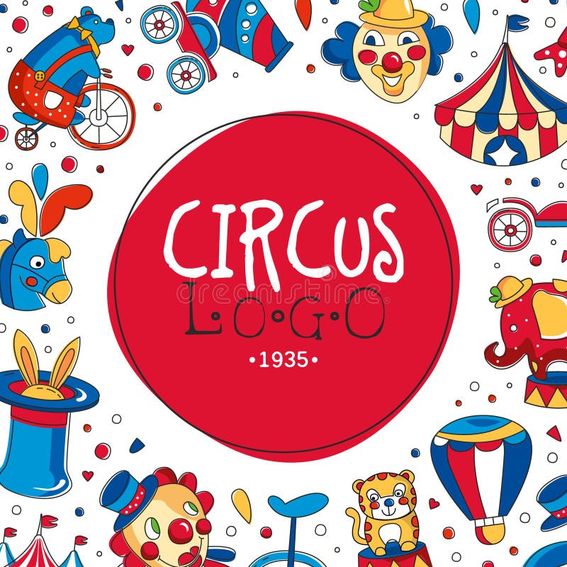Circus Logo Template. Circus Show Banner with Carnival Objects Seamless ...