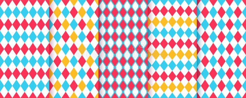 Argyle Lozenge Seamless Patterns. Blue Diamond Backgrounds. Vector ...