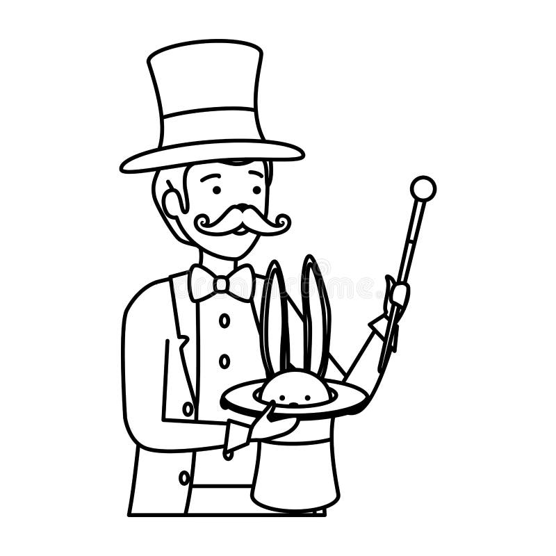 Circus Magician with Hat and Rabbit Stock Illustration - Illustration ...