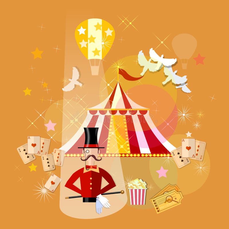Circus Magician Performance Magic Show Stock Vector - Illustration of ...