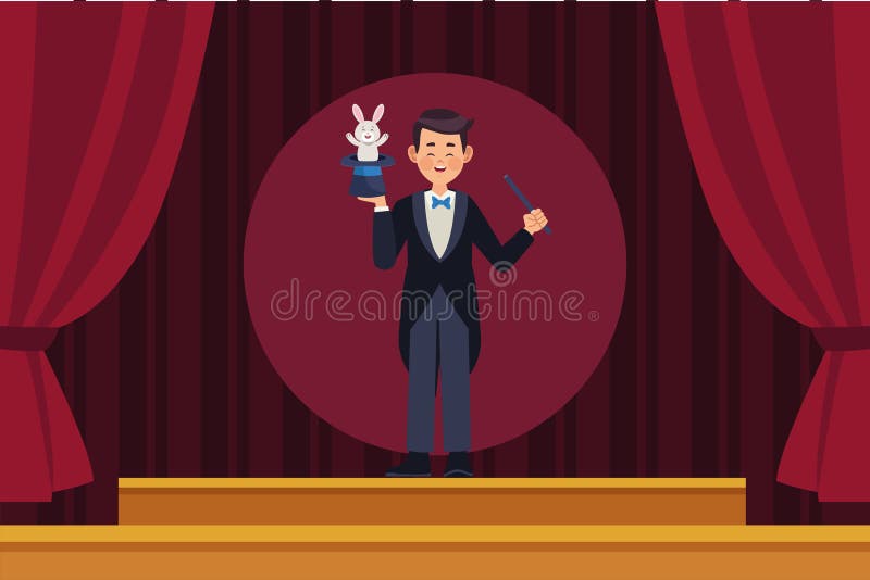 Circus Magician with Rabbit Stock Vector - Illustration of play, tophat ...
