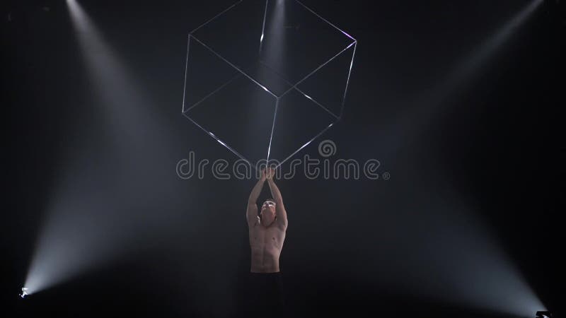 Circus Male Muscular Performer Making Tricks with Juggling Cube Props ...