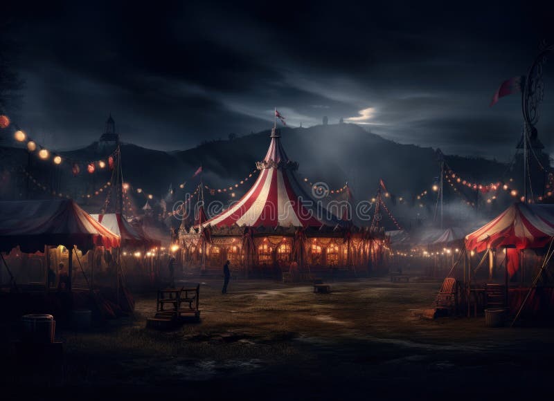 Circus at Night in the Dark Stock Photo - Image of vibrant, lights ...