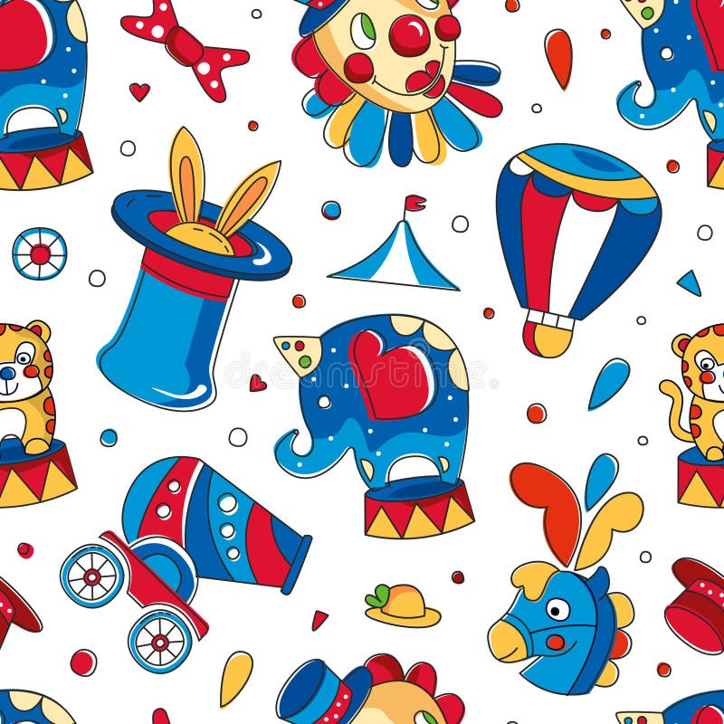 Circus Objects Seamless Pattern. Wallpaper, Textile, Background with ...