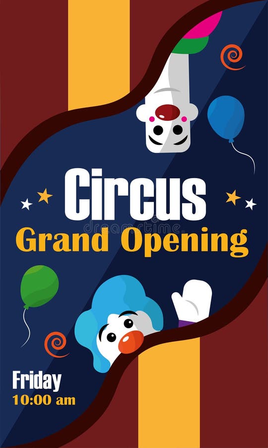 Circus Opening with Clowns. Vector Stock Vector - Illustration of party ...