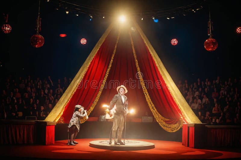 Circus Performance in the Old Circus, Artists on the Red Stage Stock ...