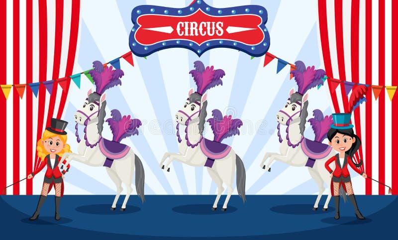 Circus Performance with a Horse Cartoon Character Stock Vector ...