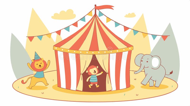 Circus Performers in Tent, Entertainment Show Vector Design Generative ...