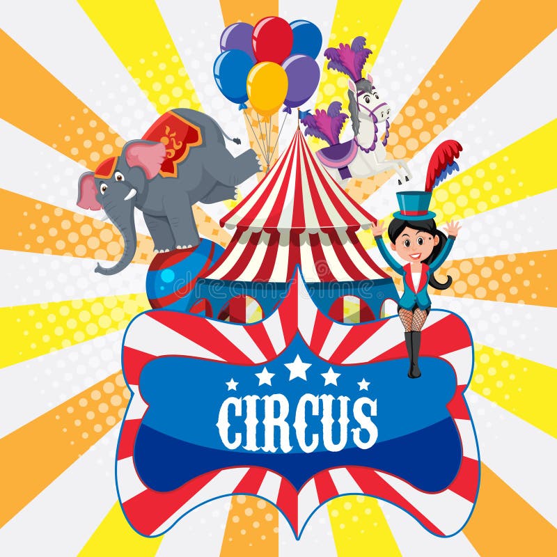 Circus Poster Design with Circus Characters Stock Vector - Illustration ...