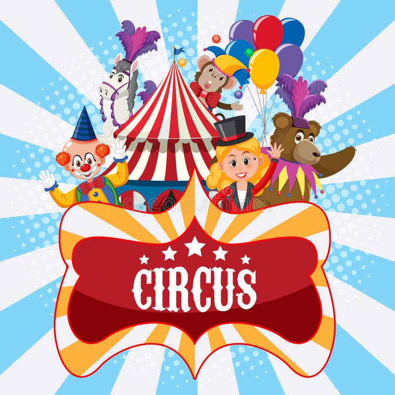 Circus Poster Design with Circus Characters Stock Vector - Illustration ...